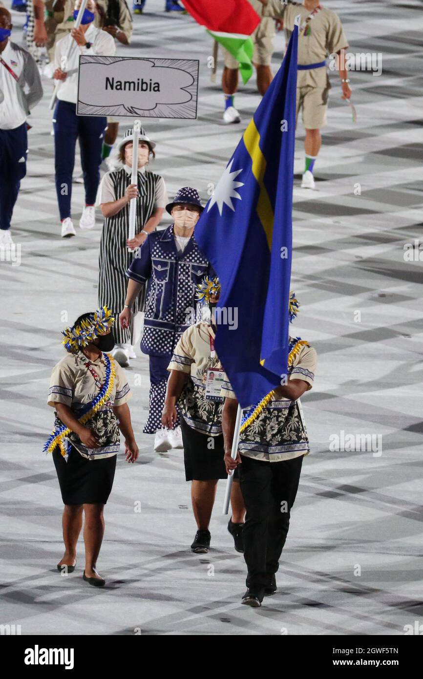 JULY 23rd, 2021 - TOKYO, JAPAN: Nauru's flag bearers Nancy Genzel ...