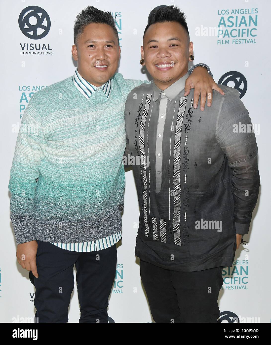 (L-R) Dante Basco and AJ Rafael arrives at the 2021 Los Angeles Asian ...