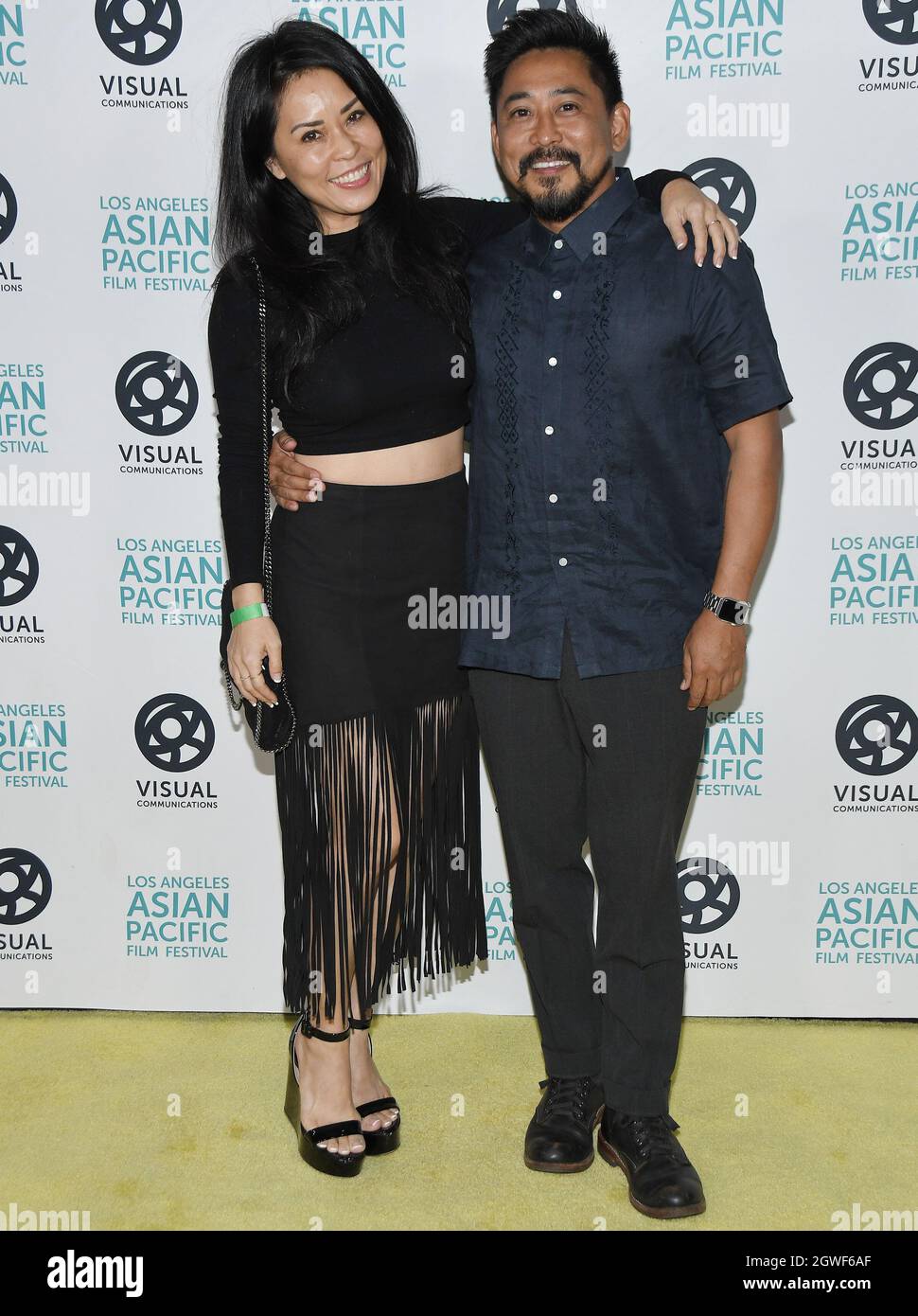 (L-R) Cheryl Tsai and Dion Basco arrives at the 2021 Los Angeles Asian ...