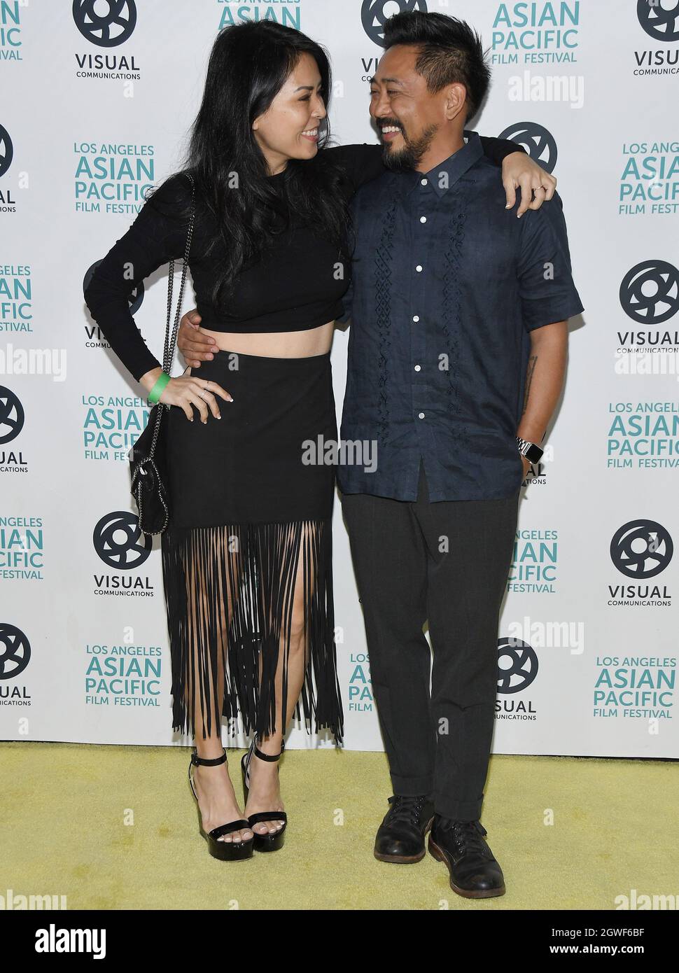 (L-R) Cheryl Tsai and Dion Basco arrives at the 2021 Los Angeles Asian ...