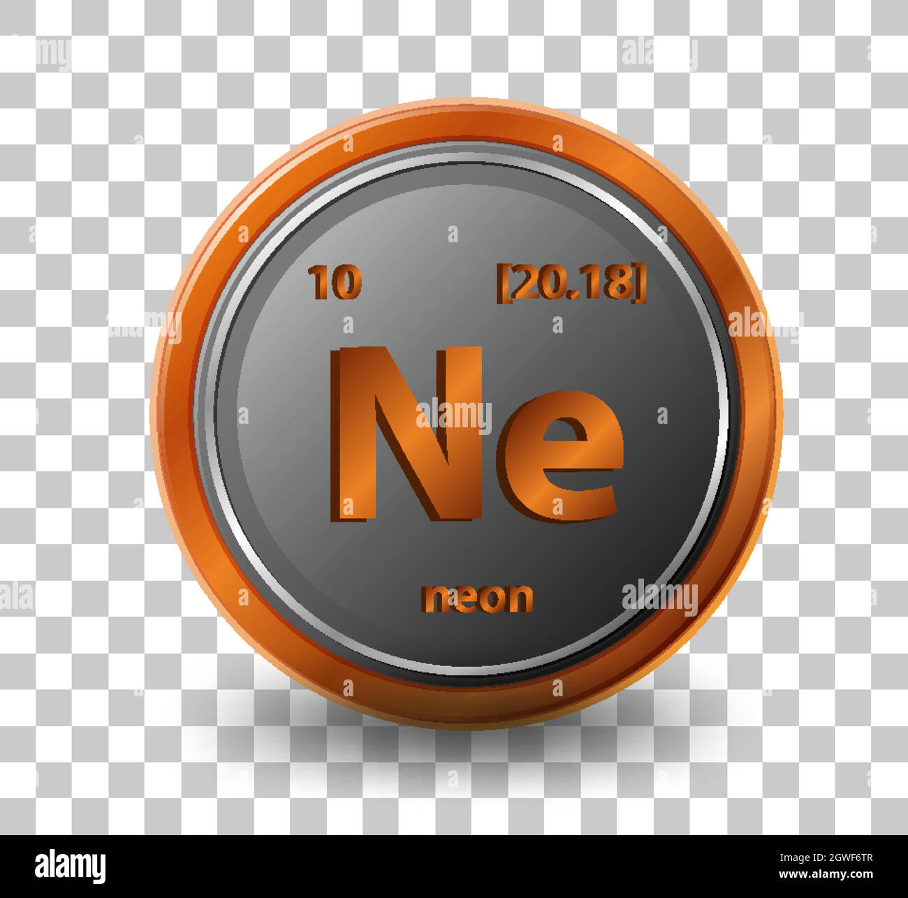 Neon chemical element. Chemical symbol with atomic number and atomic ...