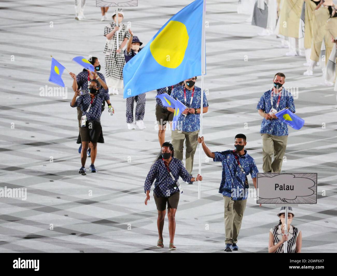 JULY 23rd, 2021 - TOKYO, JAPAN: Palau's flag bearers Osisang Chilton ...