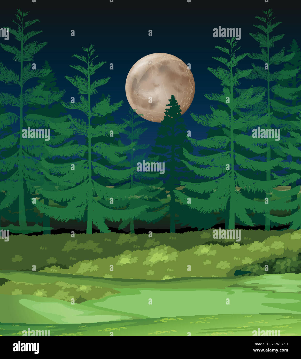 Forest at night sky Stock Vector Images - Alamy