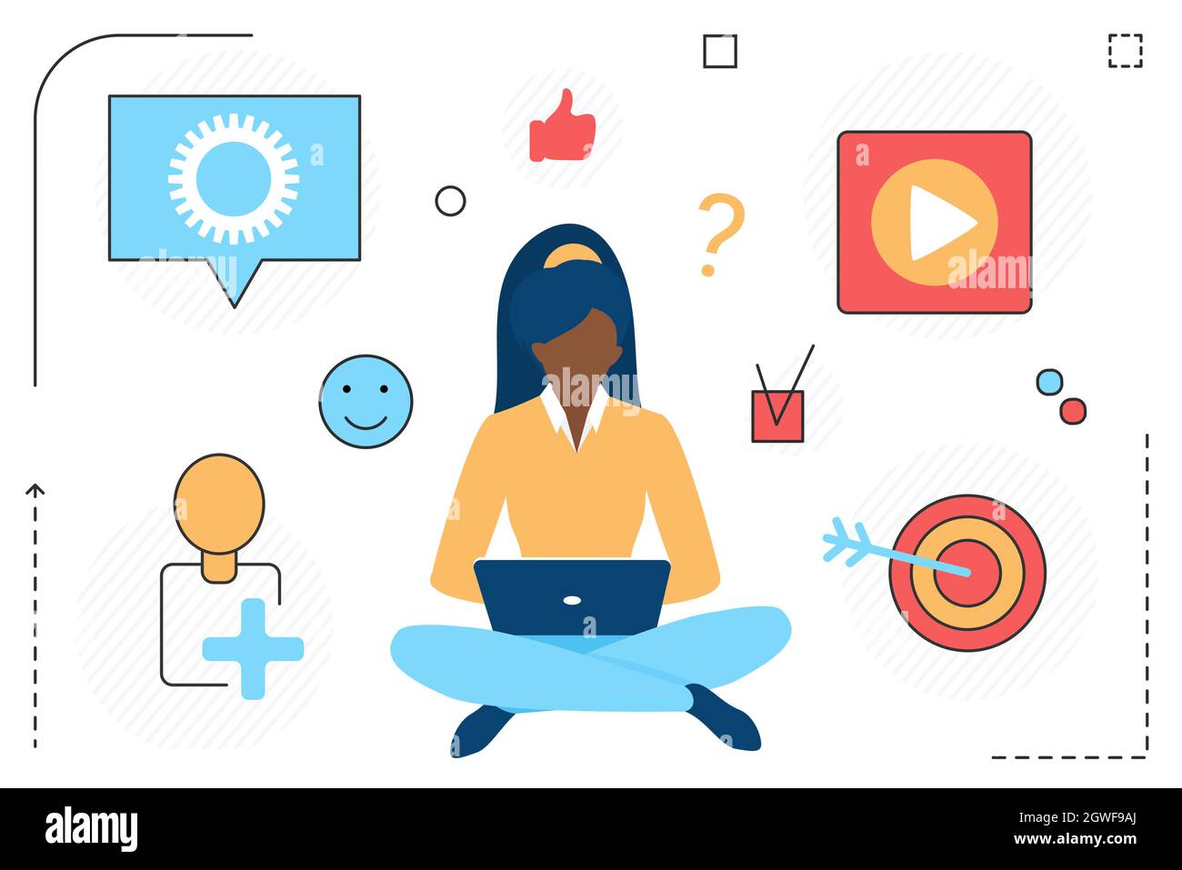 Online communication, video chat, telework technology vector ...