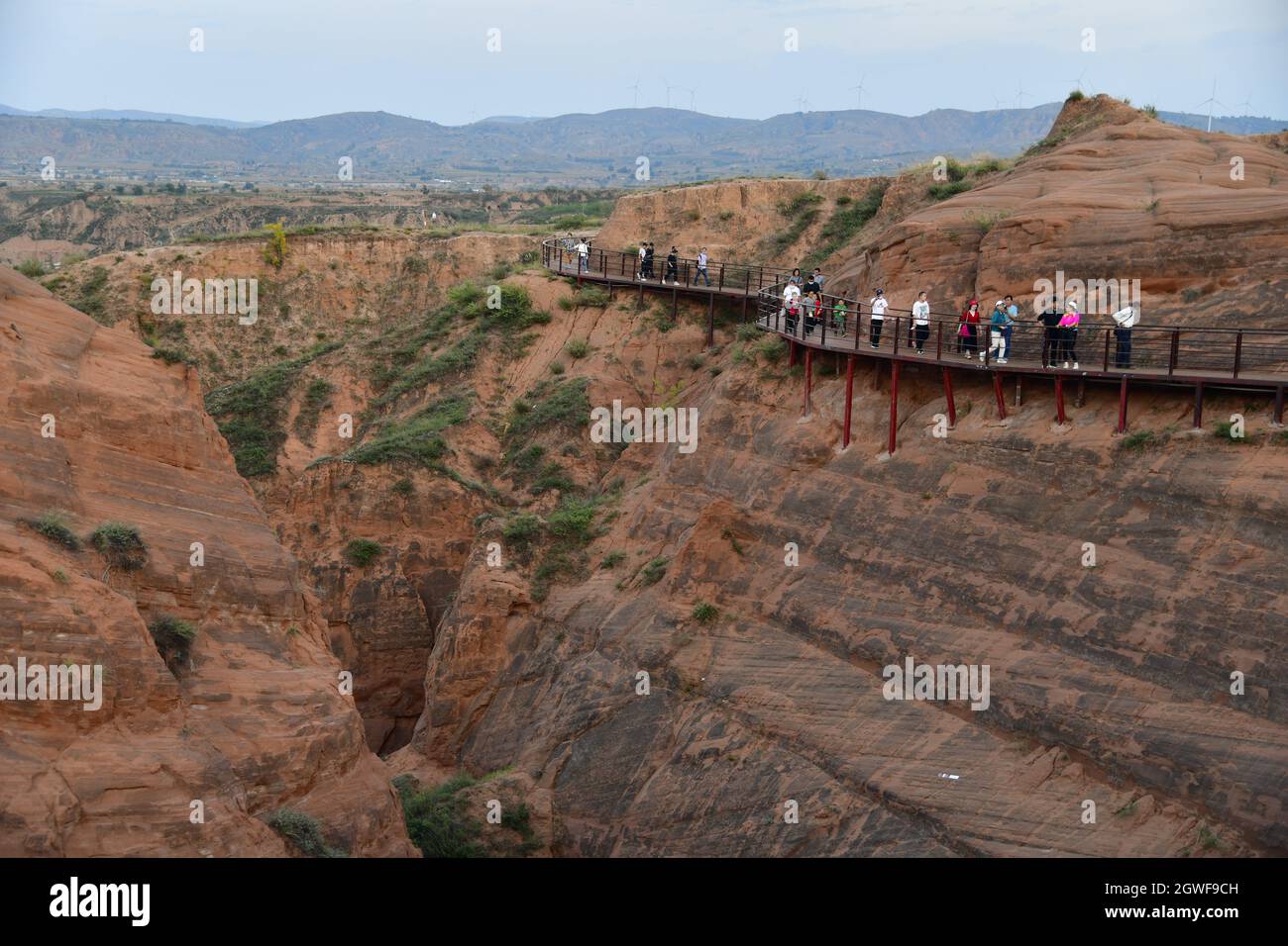 YULIN, CHINA - OCTOBER 2, 2021 - Tourists visit Wave Valley in Jingbian ...