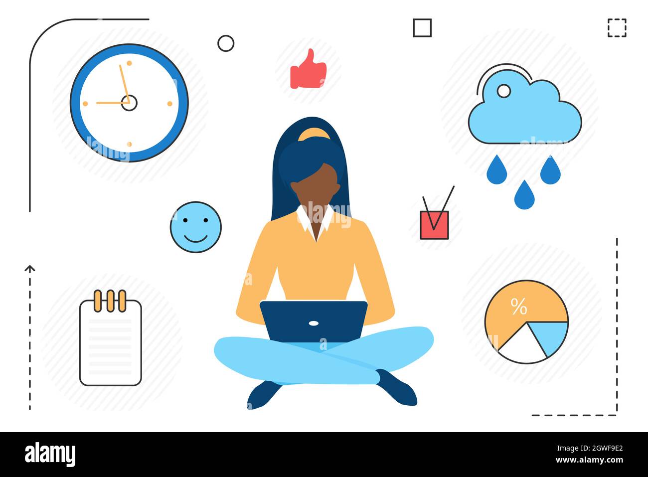 Business plan creative idea, time management vector illustration ...