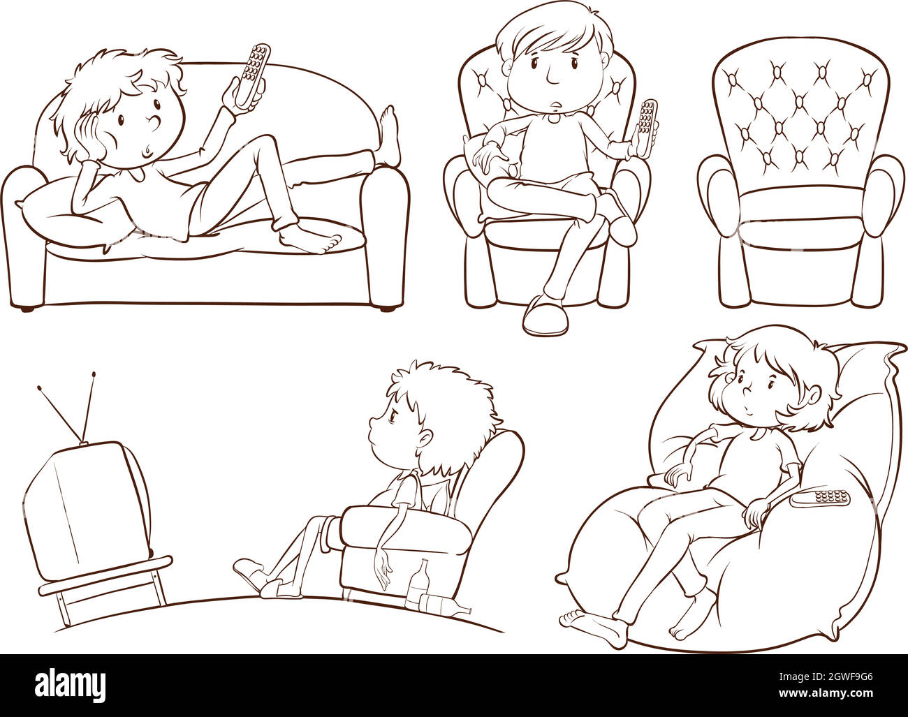 Plain sketches of the lazy people Stock Vector Image & Art - Alamy