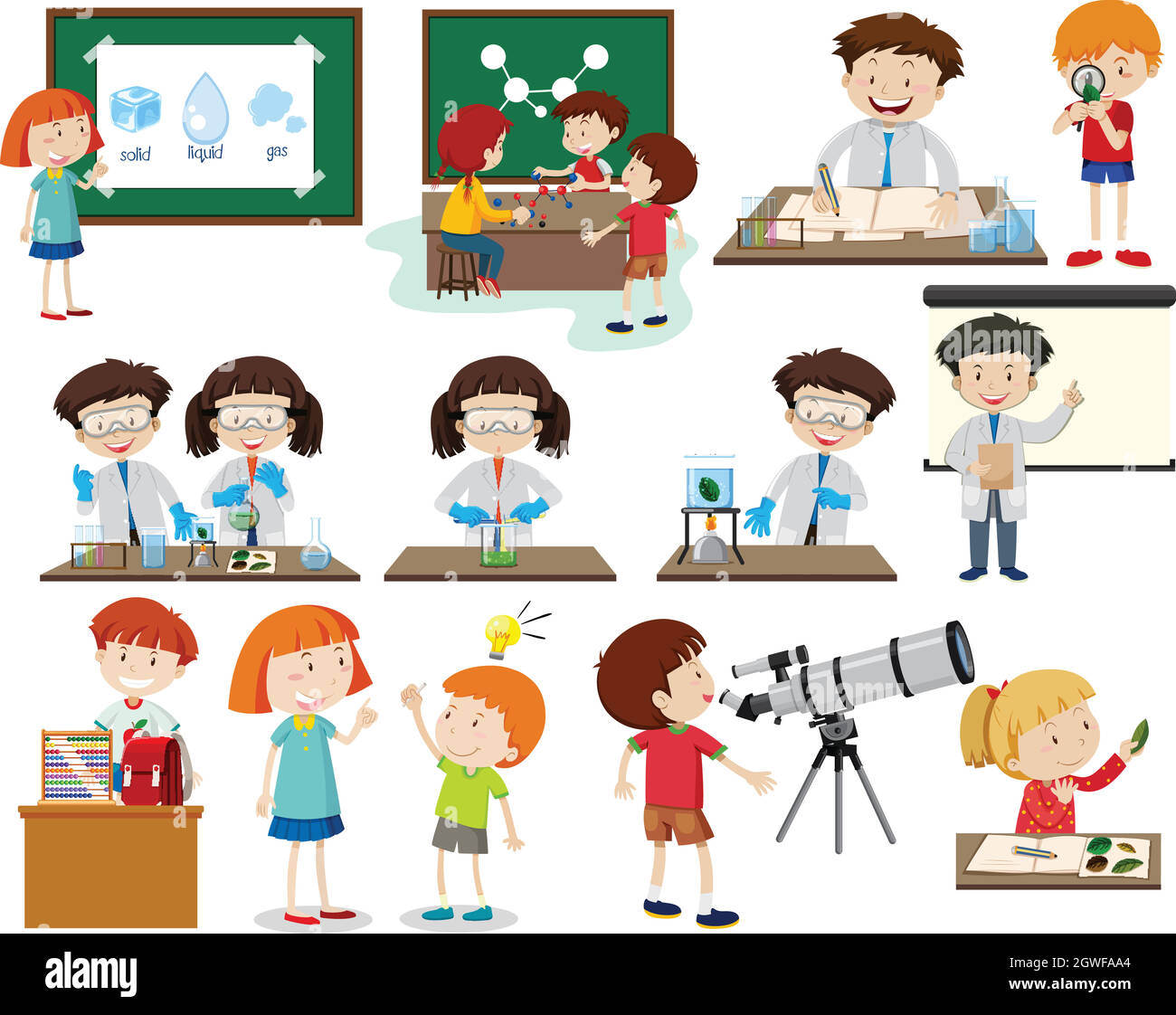 Set of children learning Stock Vector Image & Art - Alamy