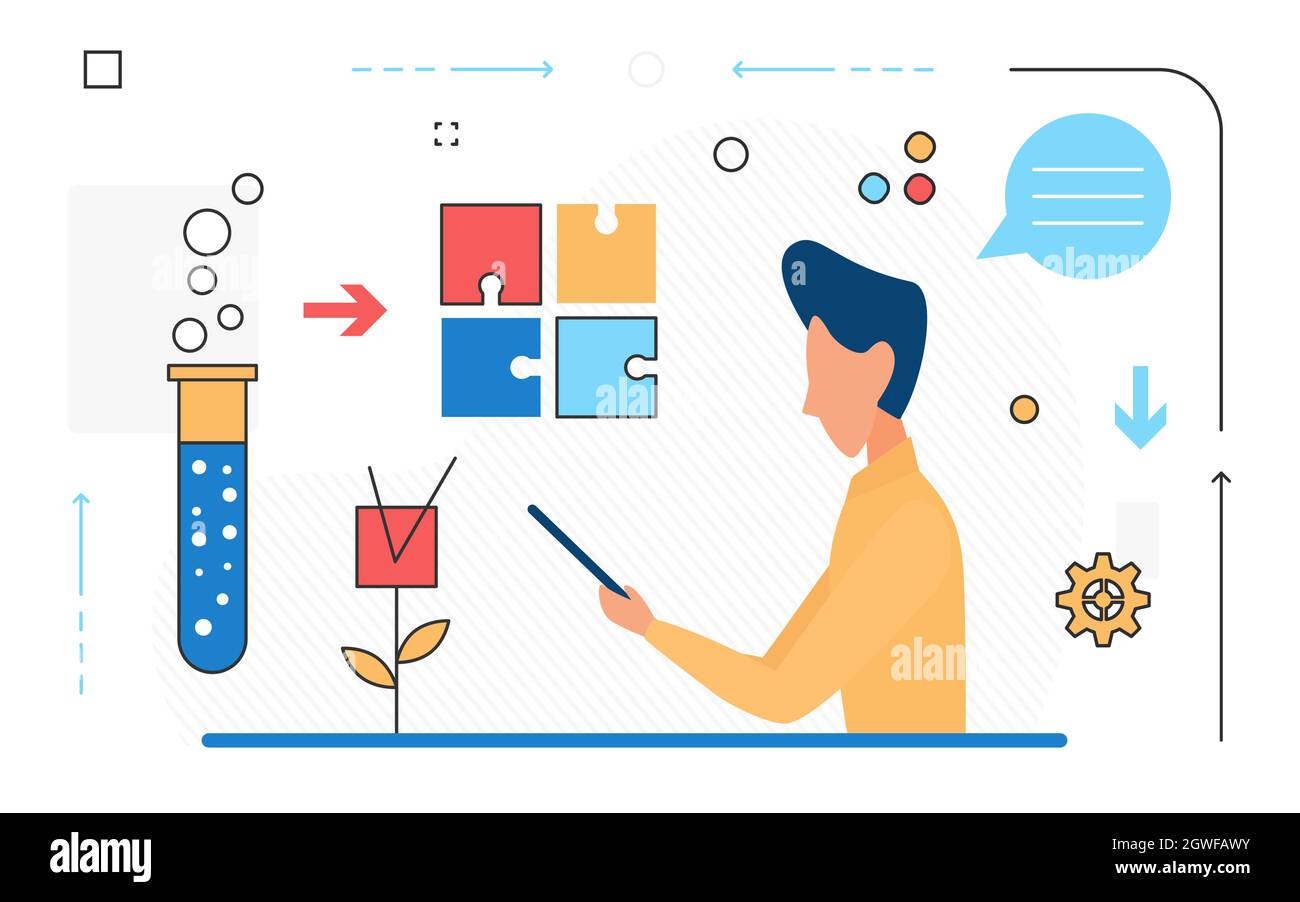 Puzzle jigsaw business solution concept vector illustration. Cartoon ...