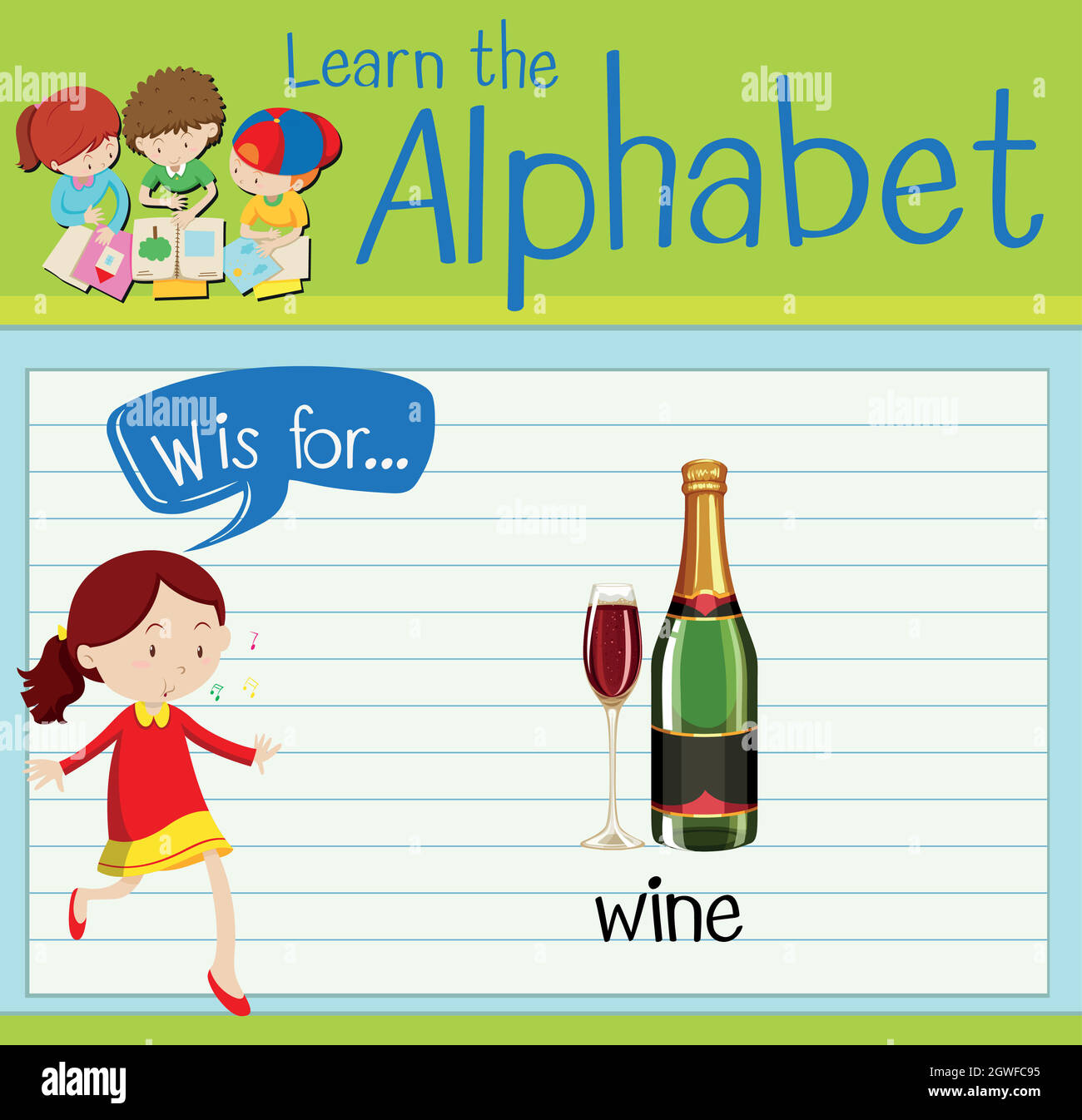 Flashcard letter W is for wine Stock Vector Image & Art - Alamy