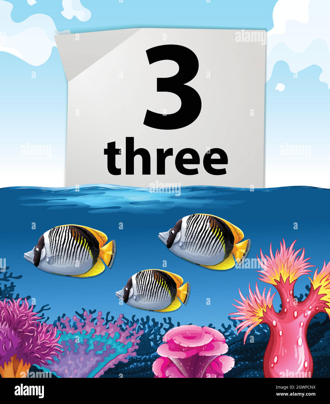 Number three and three fish underwater Stock Vector Image & Art - Alamy