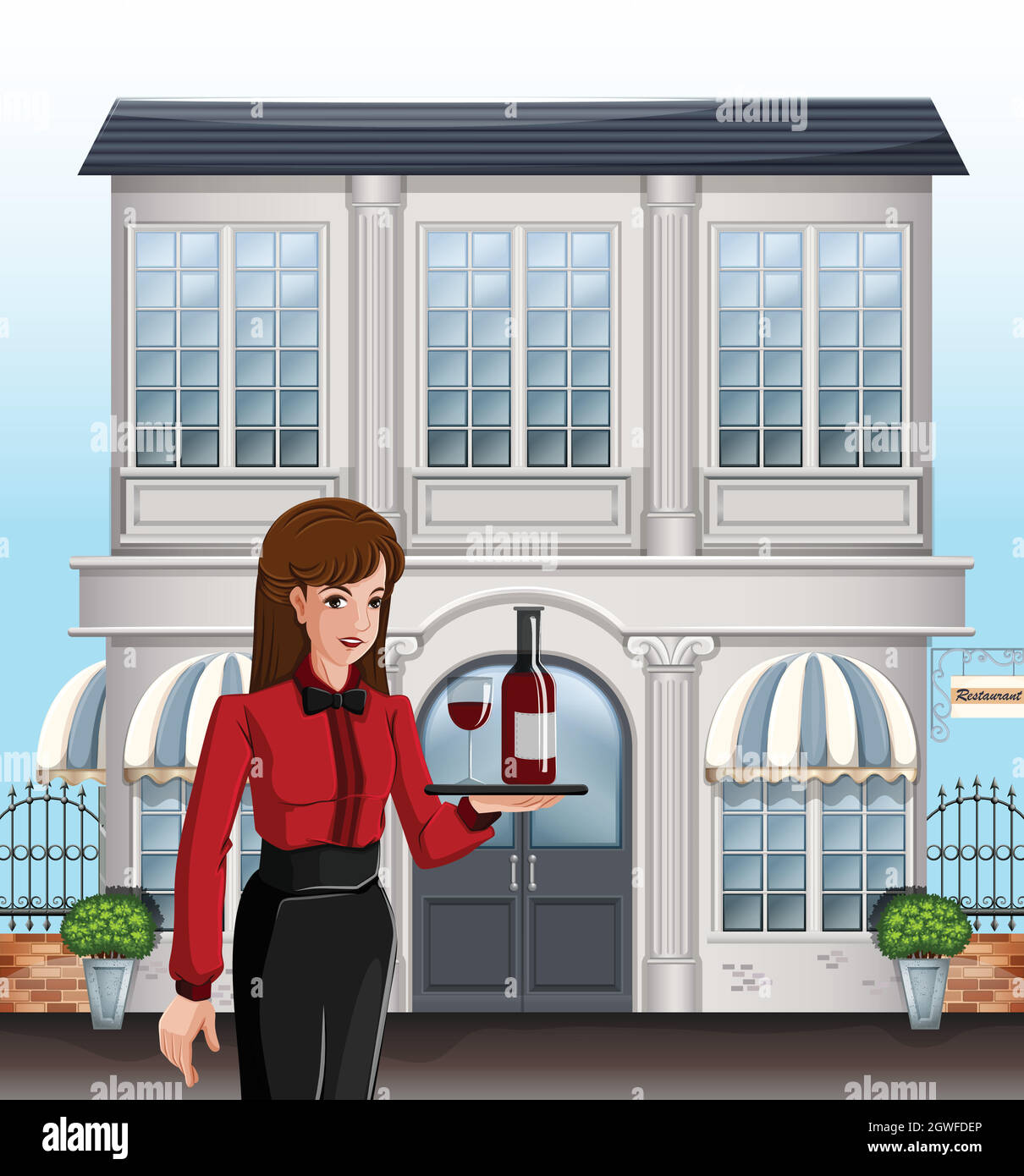 A female server in front of a building Stock Vector Image & Art - Alamy