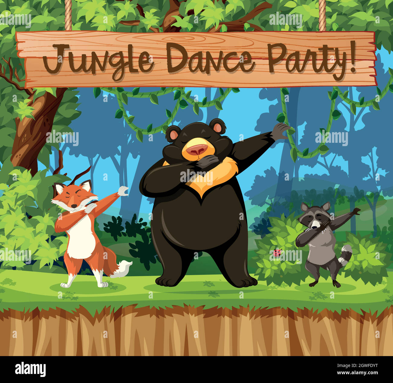 Jungle dance party animal scene Stock Vector Image & Art - Alamy