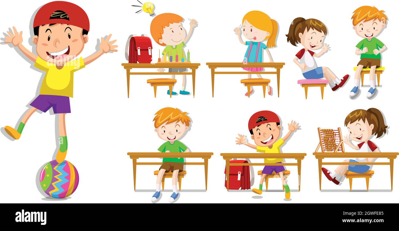 Children at their desks Stock Vector Image & Art - Alamy