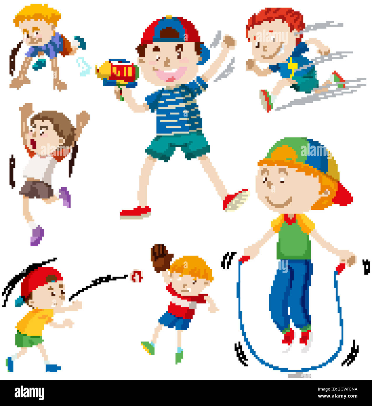 Boys playing different things on white background Stock Vector Image ...