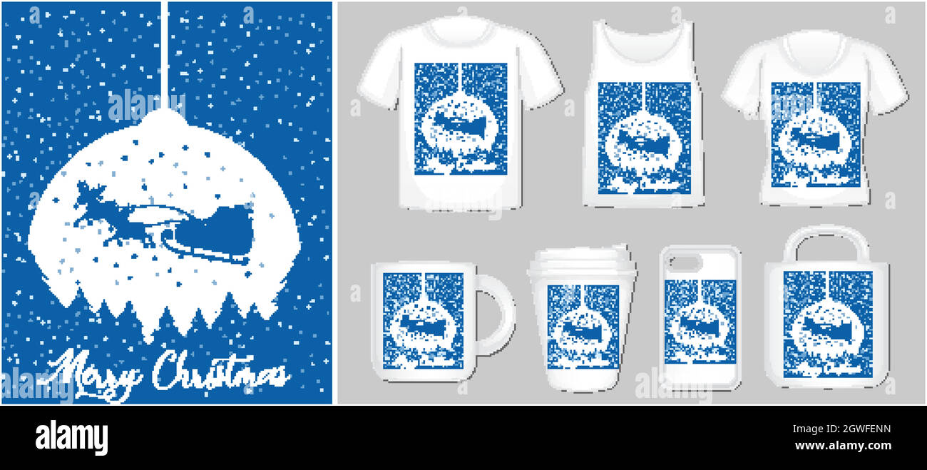 Christmas theme design on many product templates Stock Vector Image ...