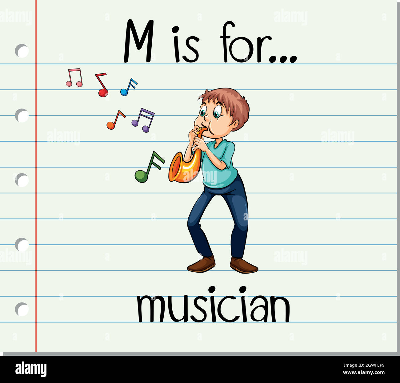 Flashcard alphabet M is for musician Stock Vector Image & Art - Alamy