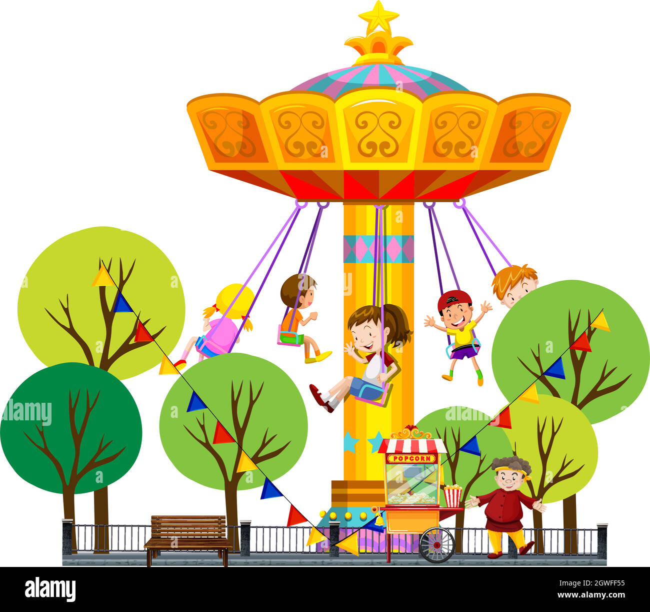 Swing and trees Stock Vector Images - Alamy