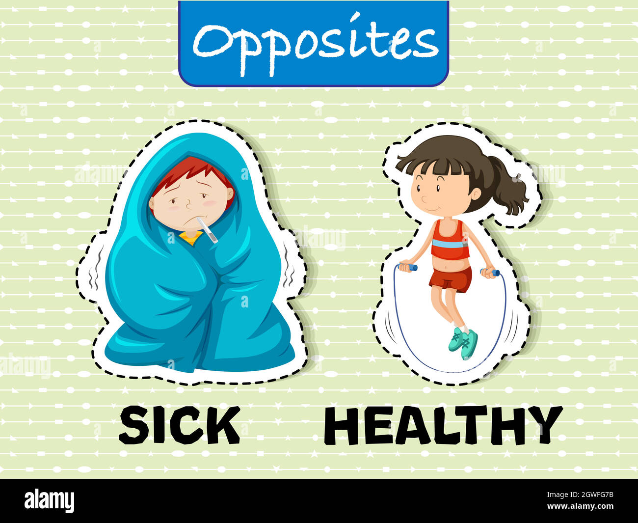 Sick and Healthy Opposite Words Stock Vector Image & Art - Alamy