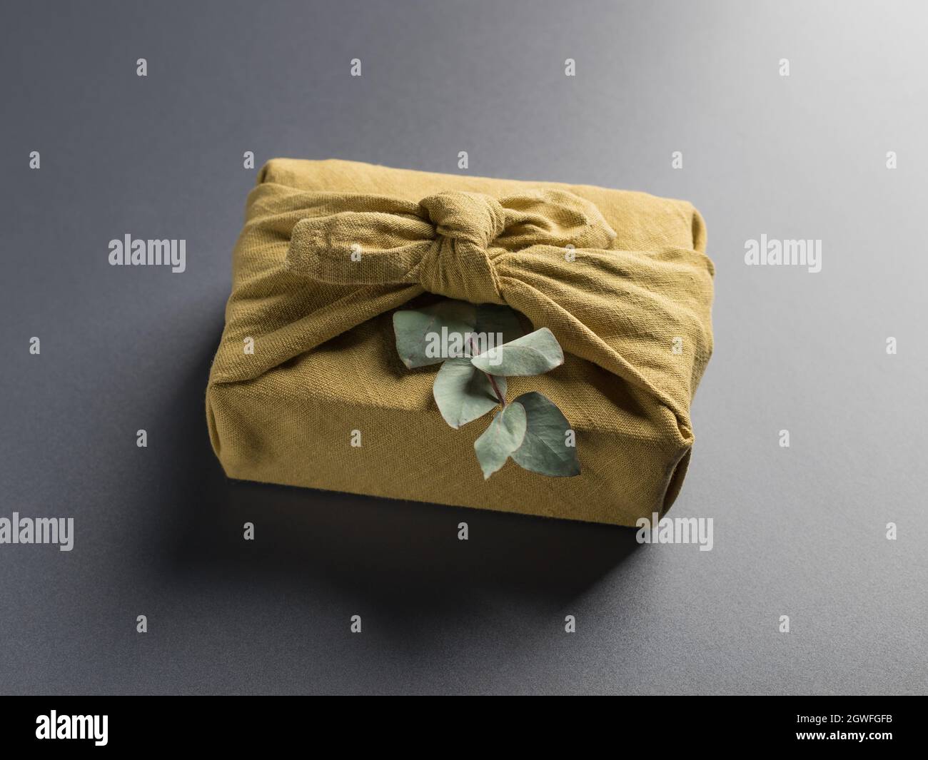 linen cloth gift wrap. furoshiki gift Stock Photo - Alamy