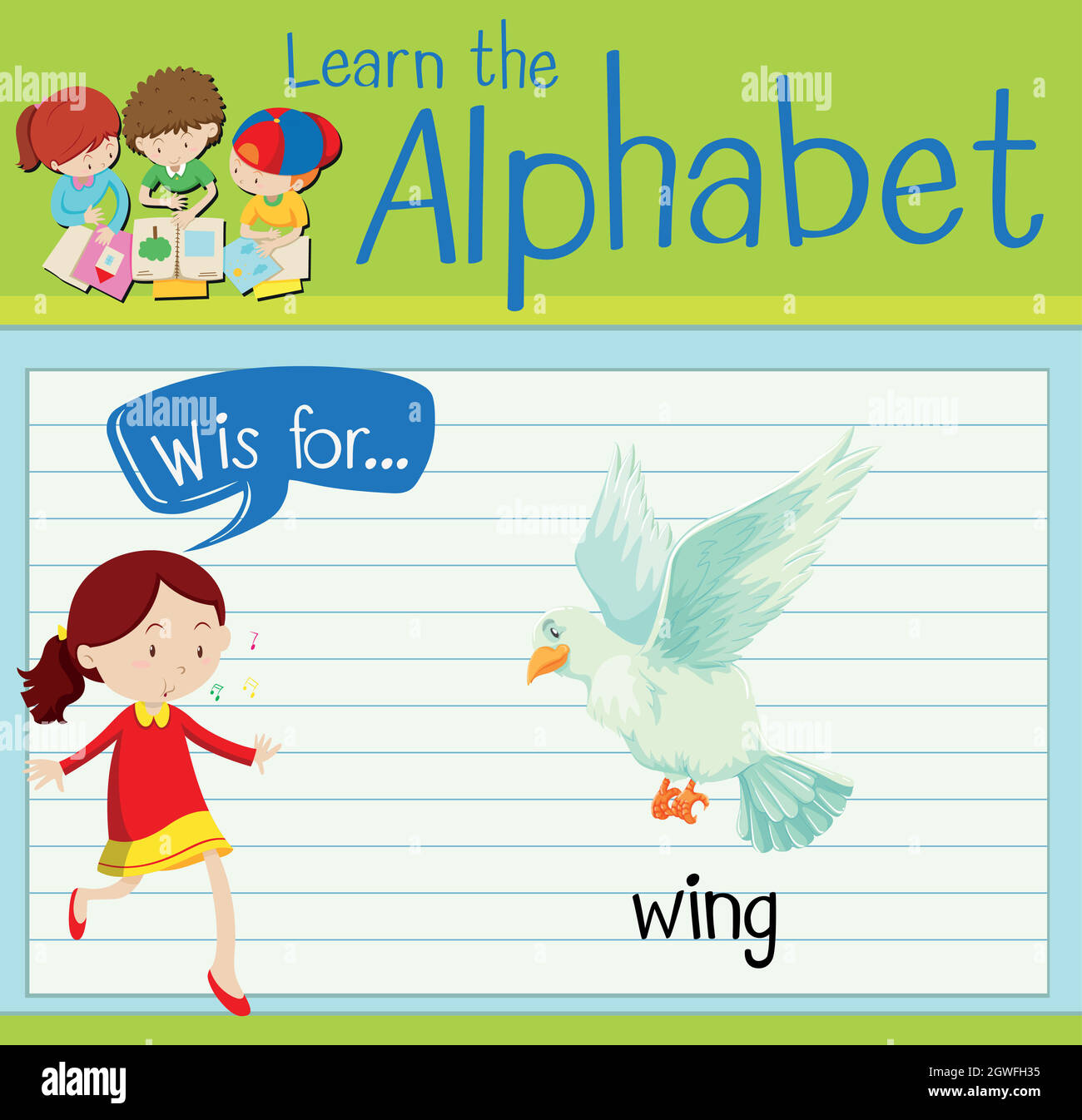 Flashcard letter W is for wing Stock Vector Image & Art - Alamy