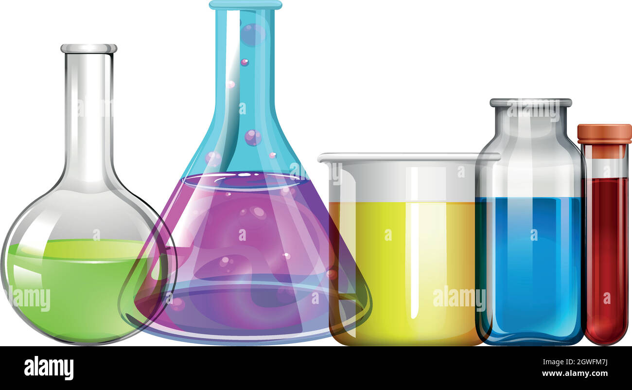 Glass beakers with colorful liquid Stock Vector Image & Art - Alamy