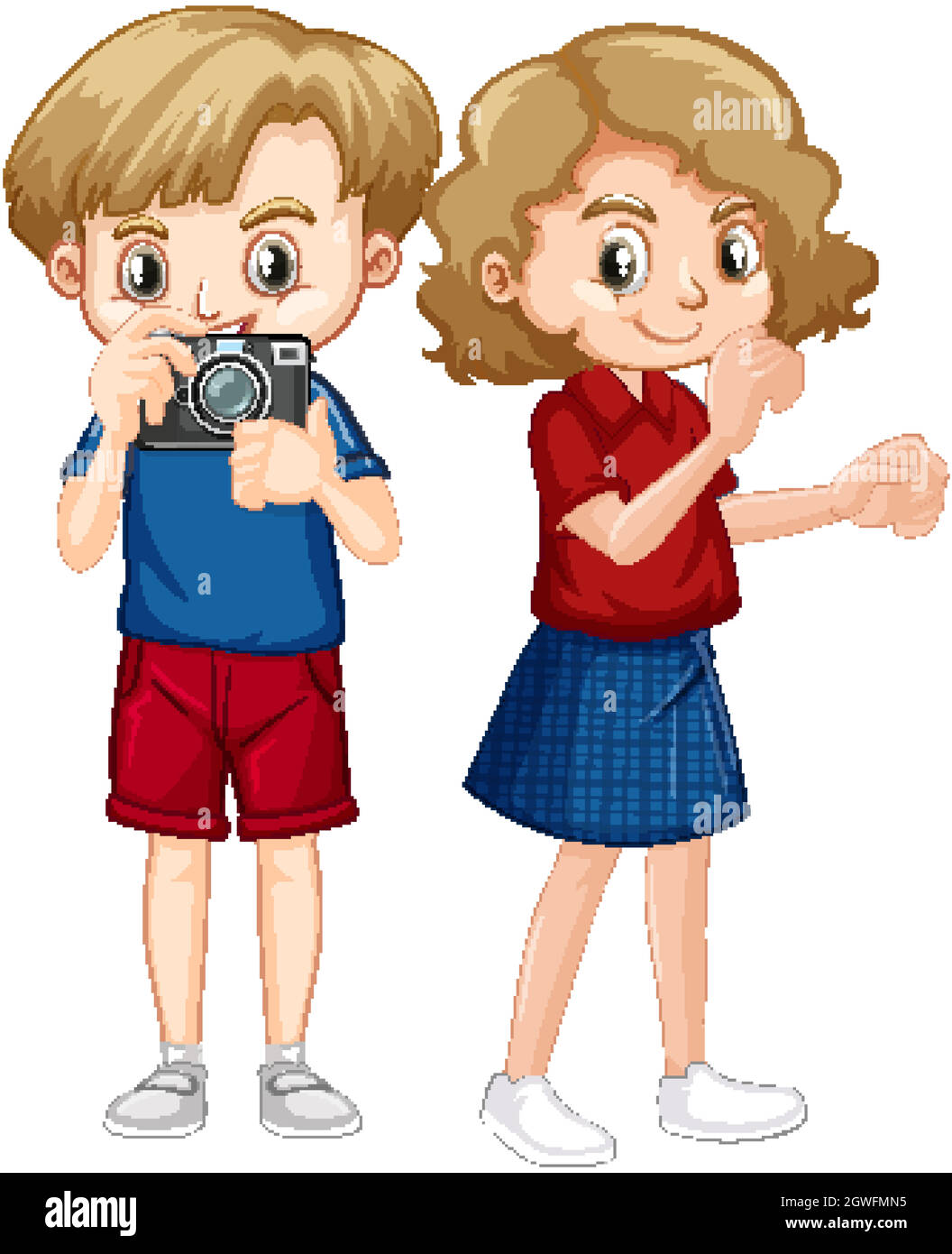 Little girl little boy camera picture Stock Vector Images - Alamy