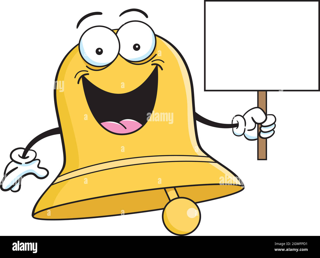 Cartoon illustration of a bell holding a sign Stock Vector Image & Art ...