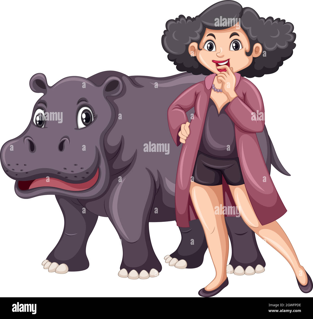 Hippo and chubby woman on white background Stock Vector Image & Art - Alamy