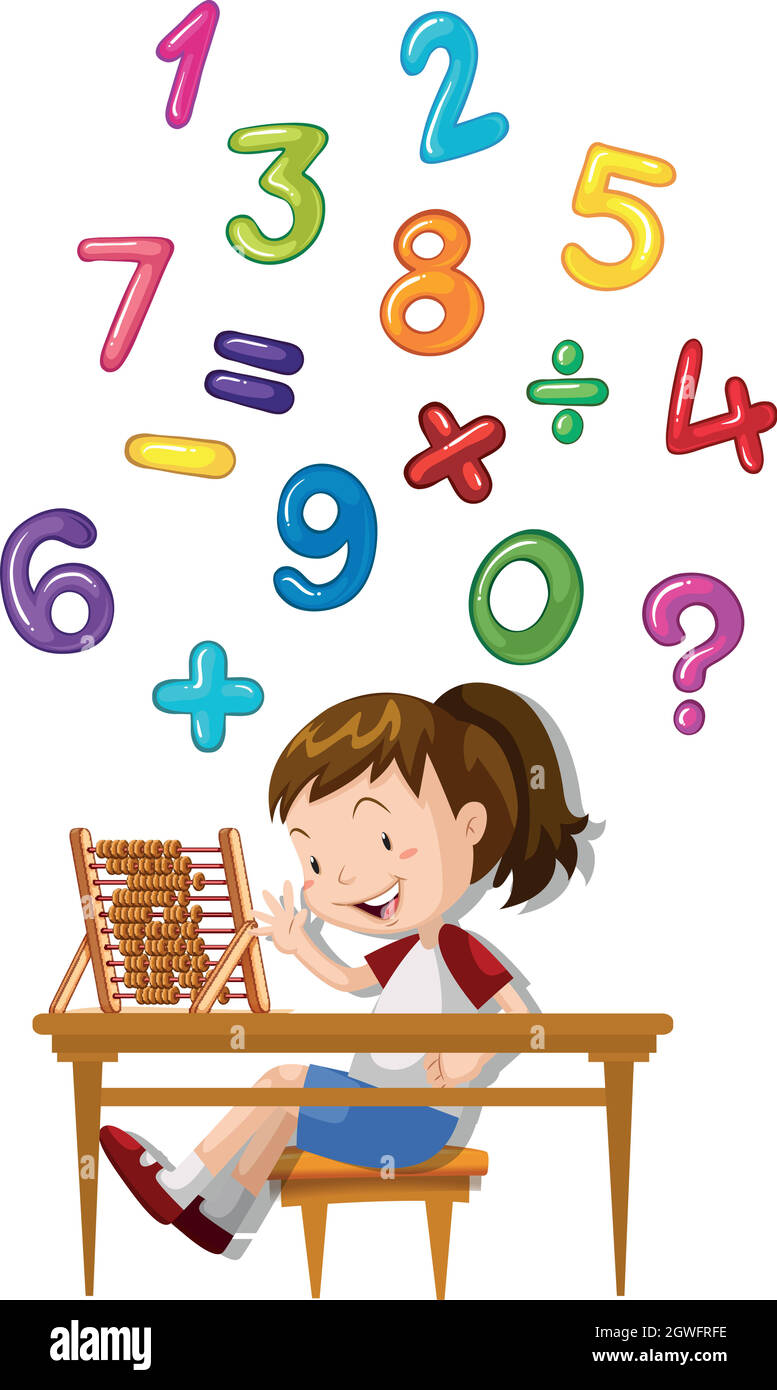 Girl counting numbers with abacus Stock Vector Image & Art - Alamy