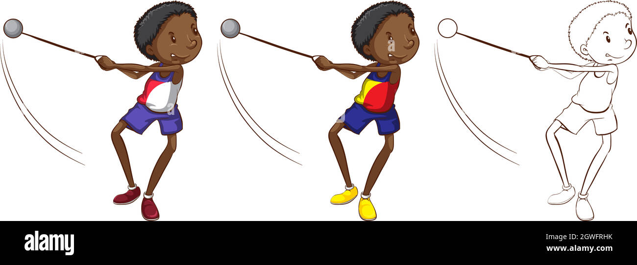 Doodle character for man throwing weight Stock Vector Image & Art - Alamy