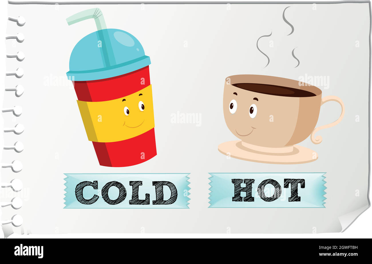 Opposite adjectives with cold and hot Stock Vector Image & Art - Alamy