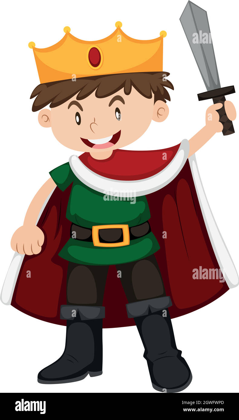 Boy in prince costume holding sword Stock Vector Image & Art - Alamy