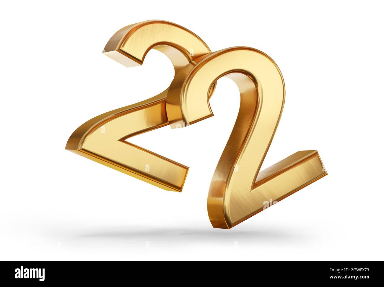 22 golden symbol bold letters isolated on white 3d-illustration Stock ...