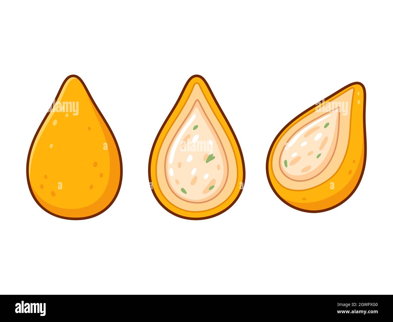 Coxinha, traditional Brazilian food, deep fried chicken snack. Cartoon ...
