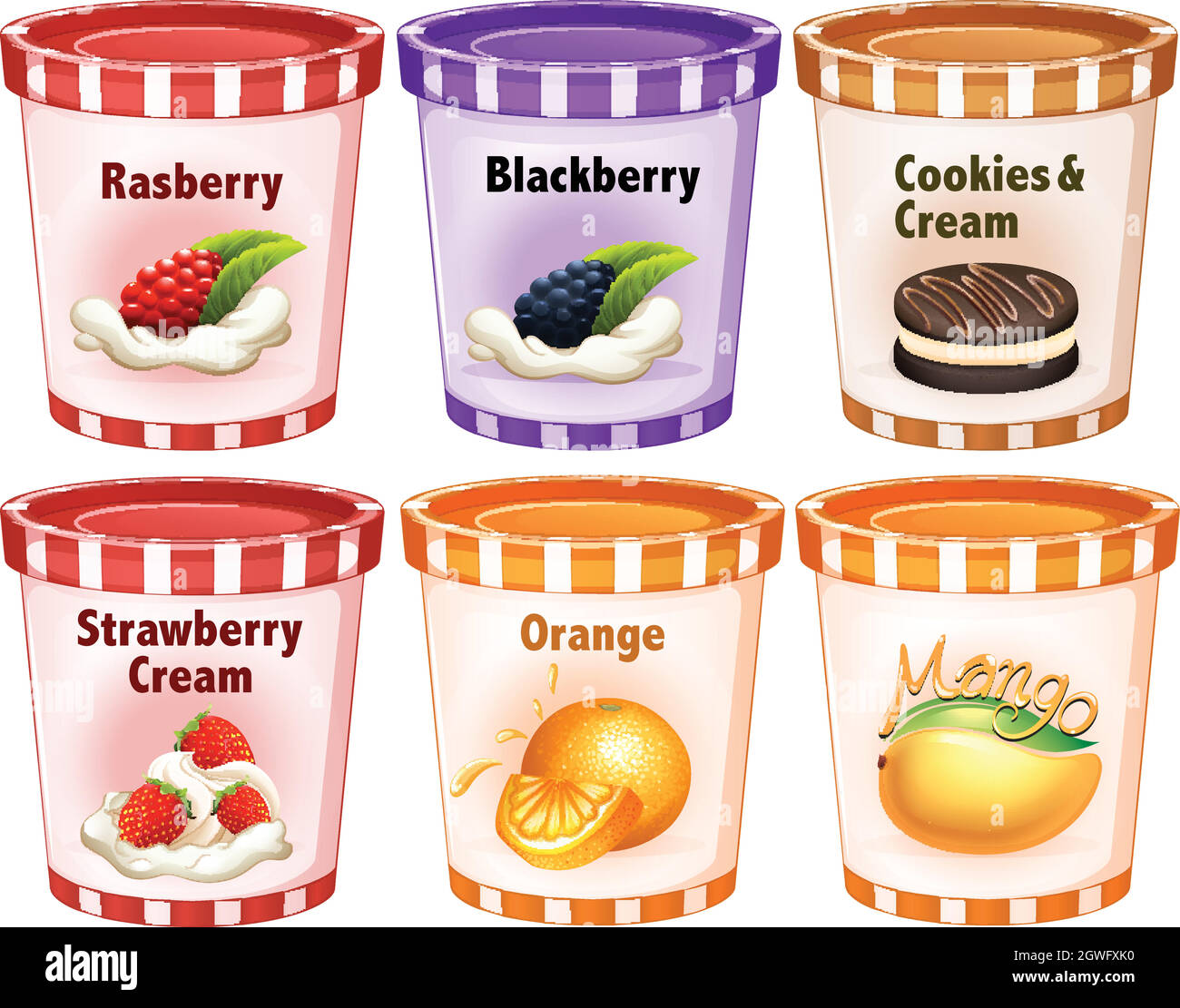 Different flavors of icecream in cups Stock Vector Image & Art - Alamy