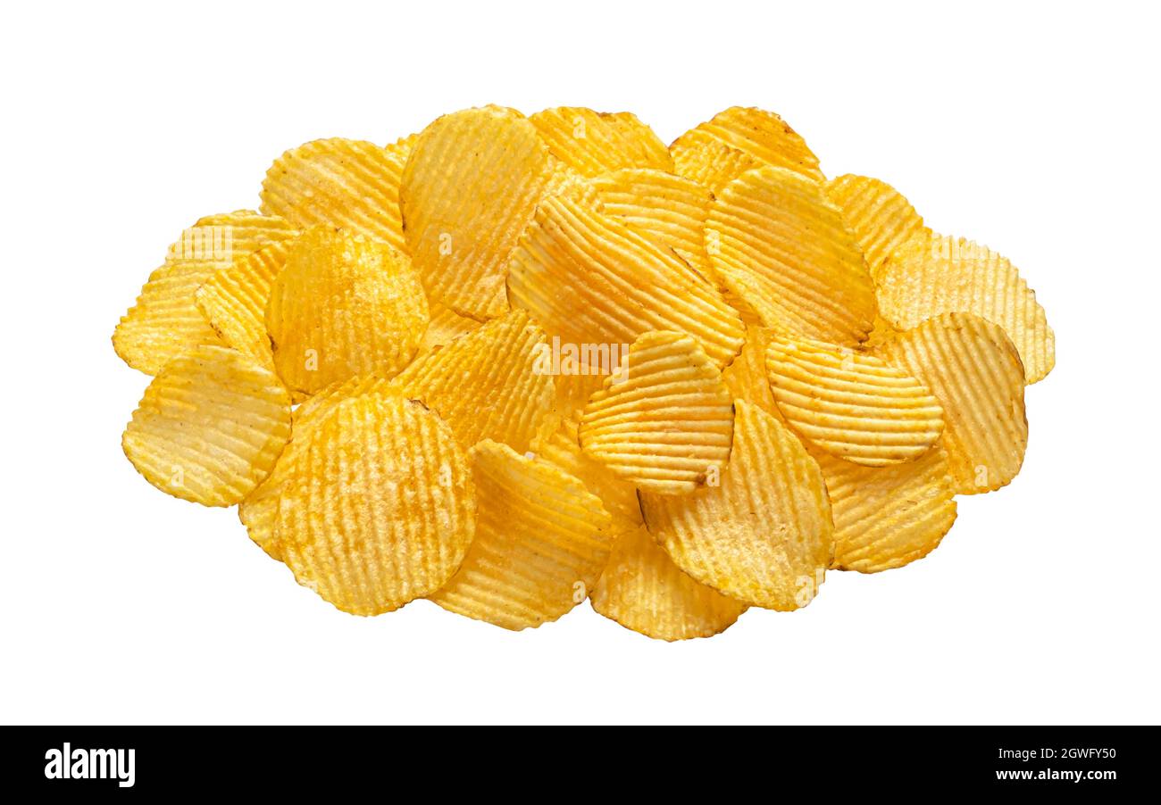 Ridged potato chips isolated on white background Stock Photo - Alamy