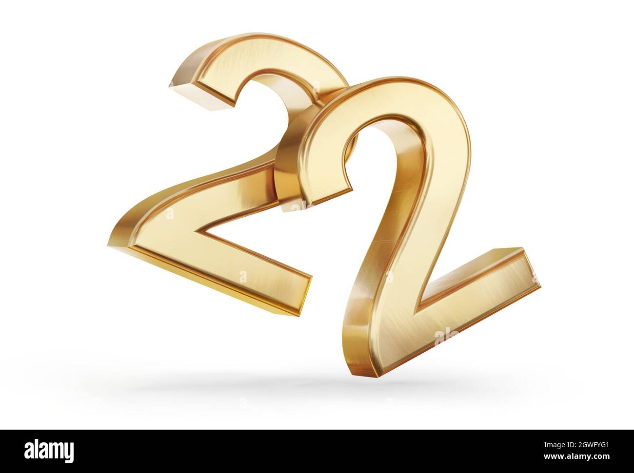 22 golden symbol bold letters isolated on white 3d-illustration Stock ...