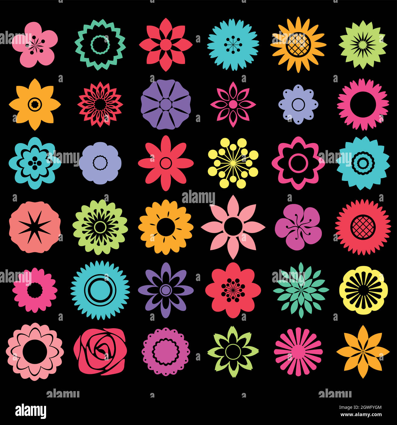 Shades of blue flowers Stock Vector Images - Alamy