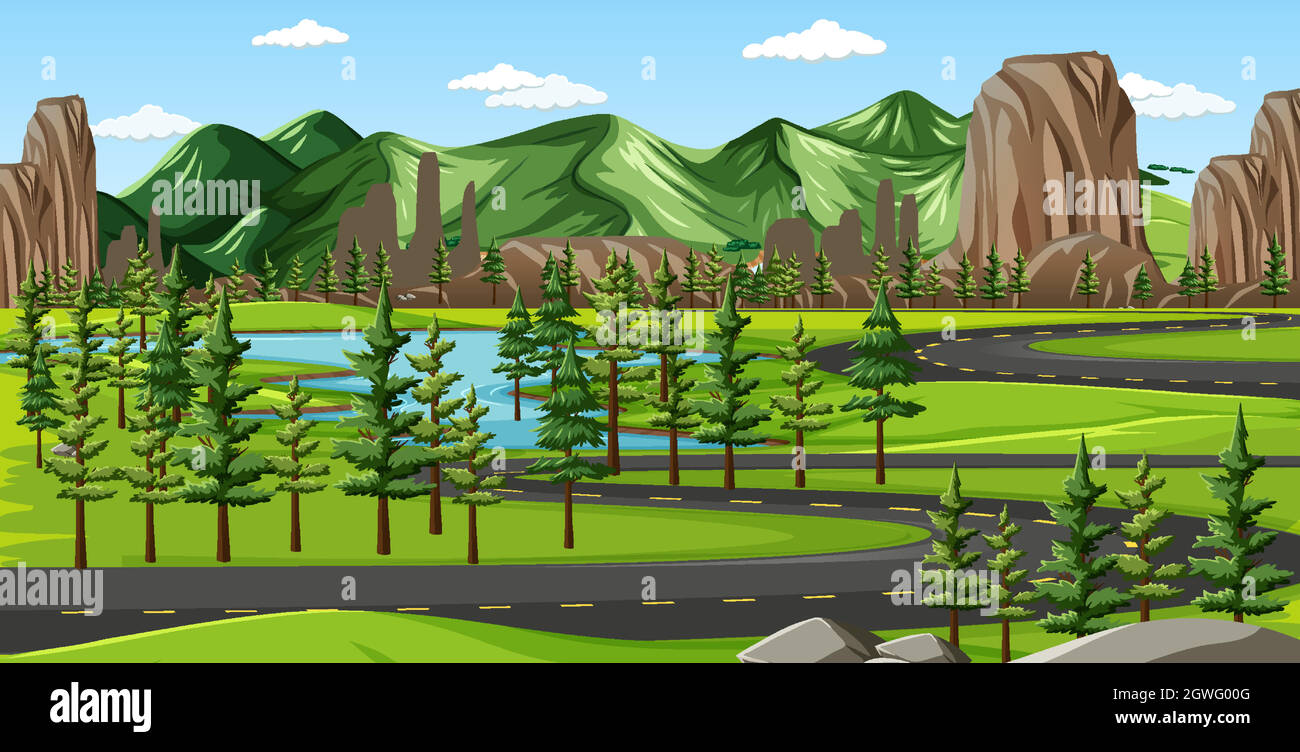 Landscape nature background green Stock Vector Images - Alamy