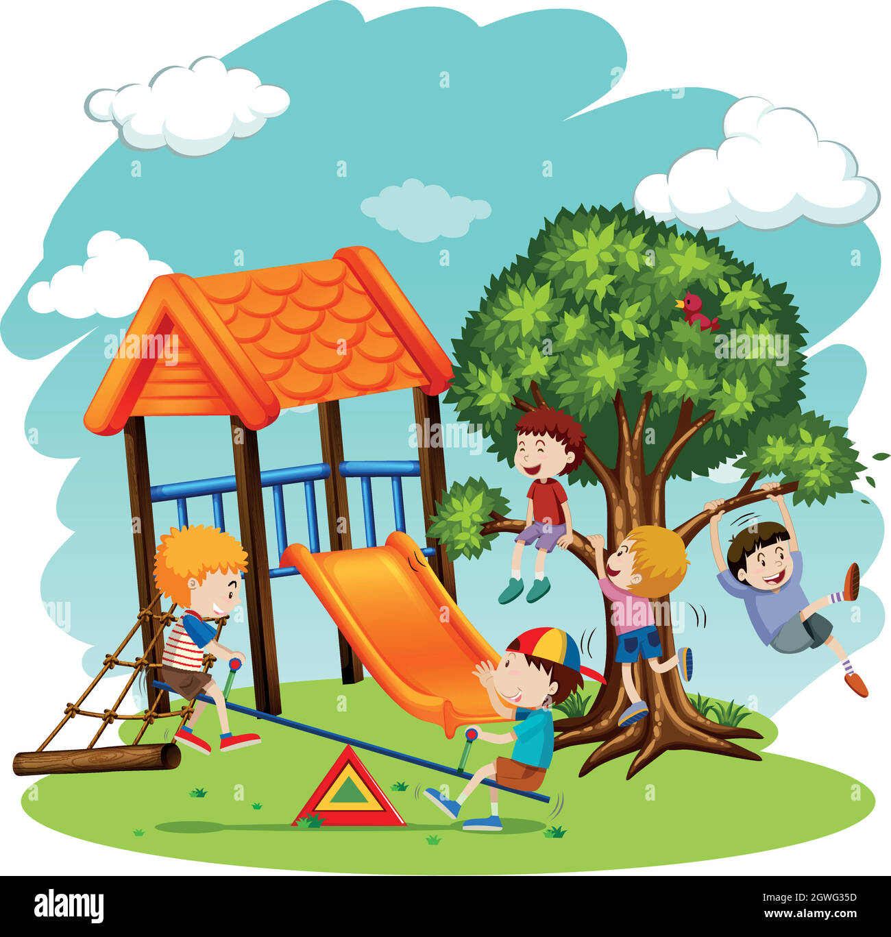 Many children playing in the playground Stock Vector Image & Art - Alamy