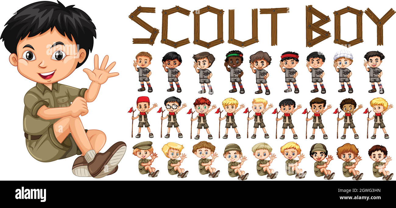 Vector illustration boy scout cartoon hi-res stock photography and ...