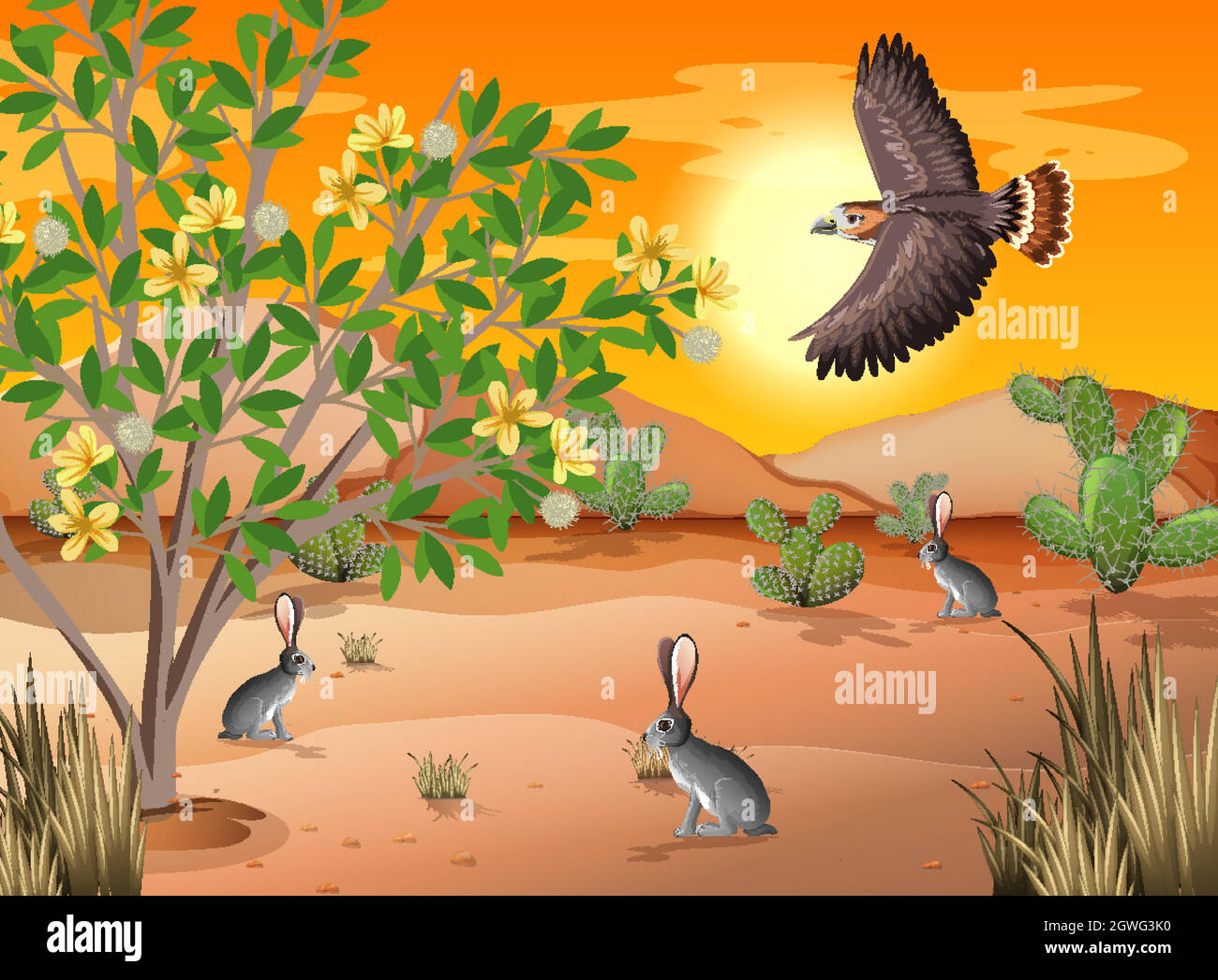 Wild desert landscape at daytime scene Stock Vector Image & Art - Alamy