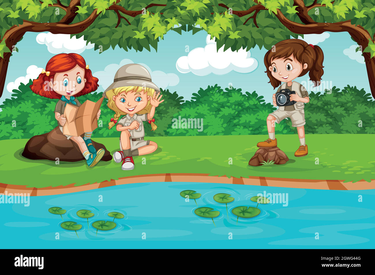 Camping kids in nature Stock Vector Image & Art - Alamy