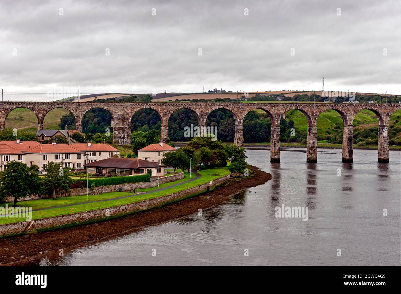 10 of 28 arches of the The Royal Border Bridge railway viaduct, a ...
