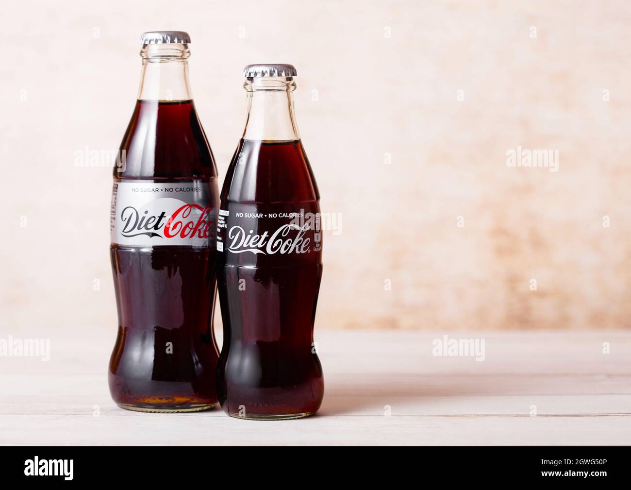 LONDON, UK - AUGUST 03, 2018: Glass bottles of Diet Coke Coca Cola soft ...