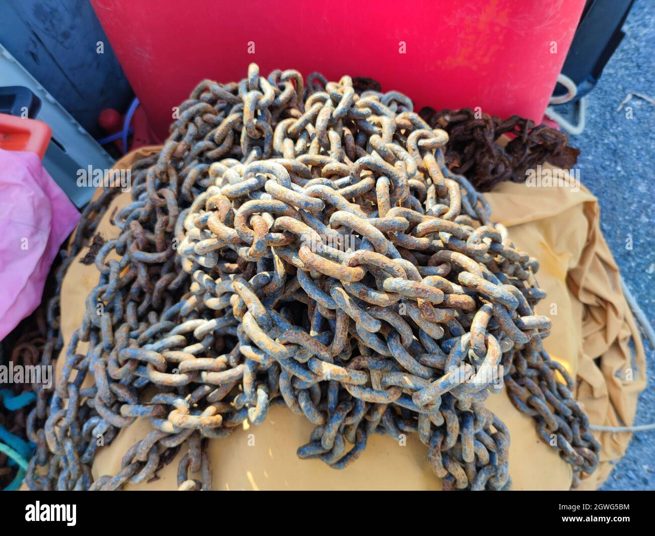 anchor chain Fisherman fish fishing net close up detail Stock Photo - Alamy