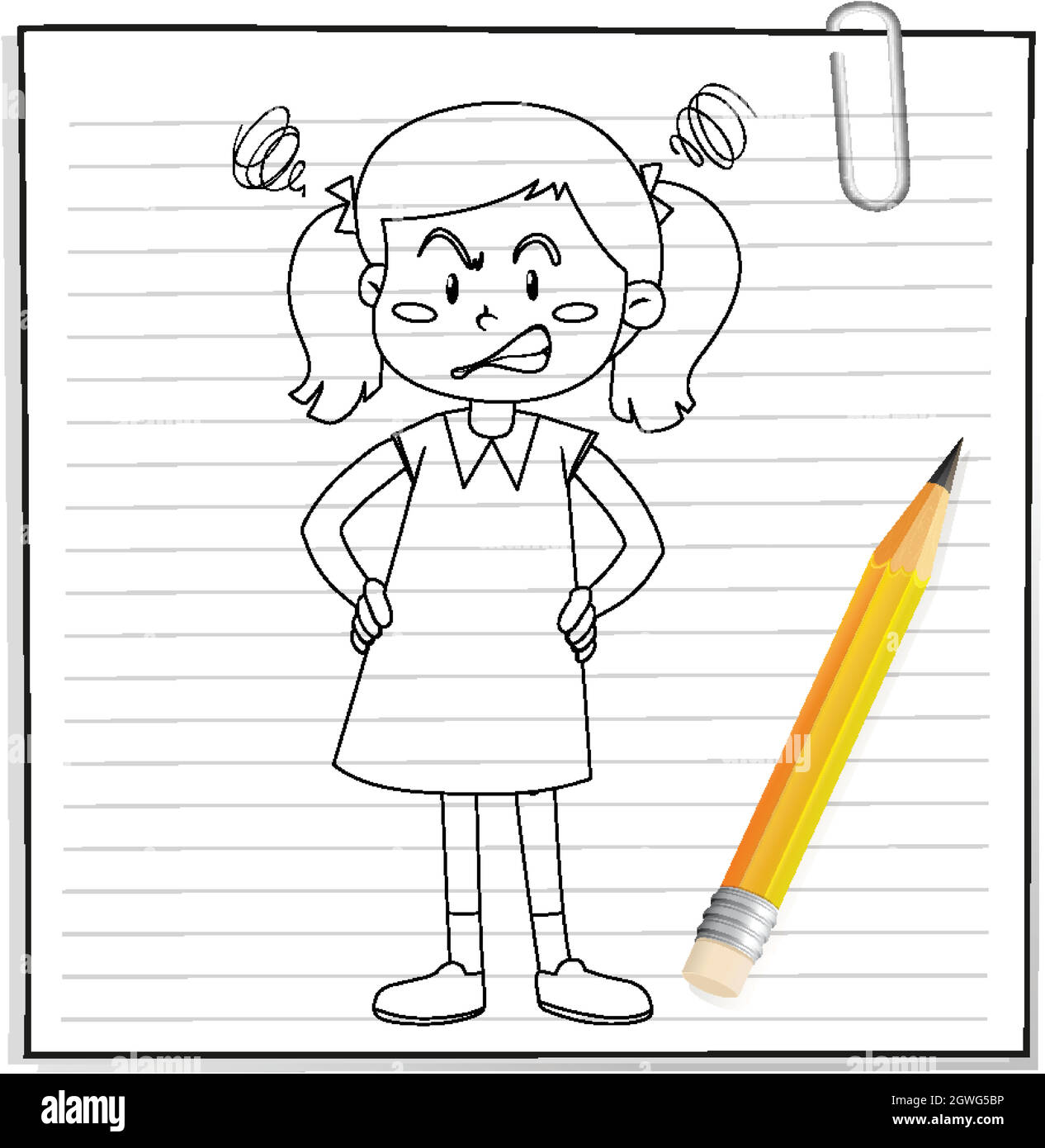 Hand writing of girl with angry face outline Stock Vector Image & Art ...