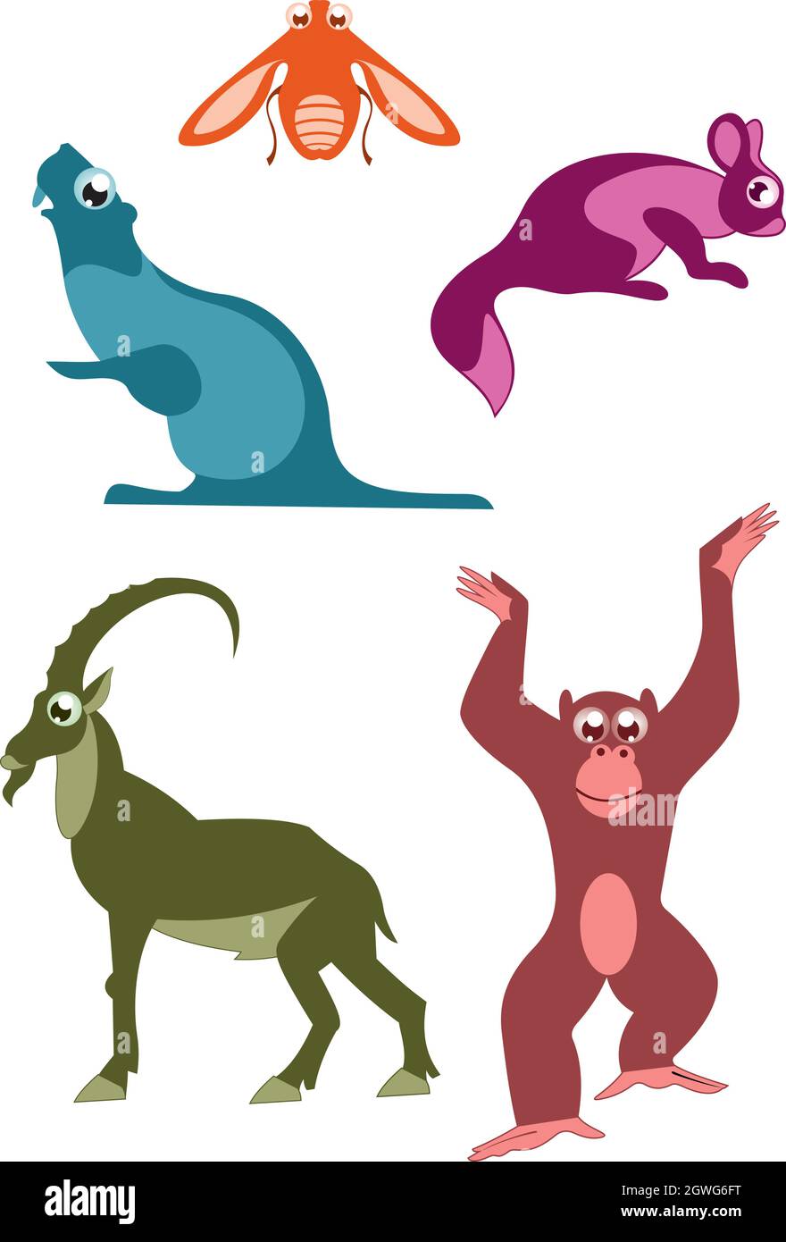 Cartoon funny animals illustration. Cartoon funny animals isolated on ...