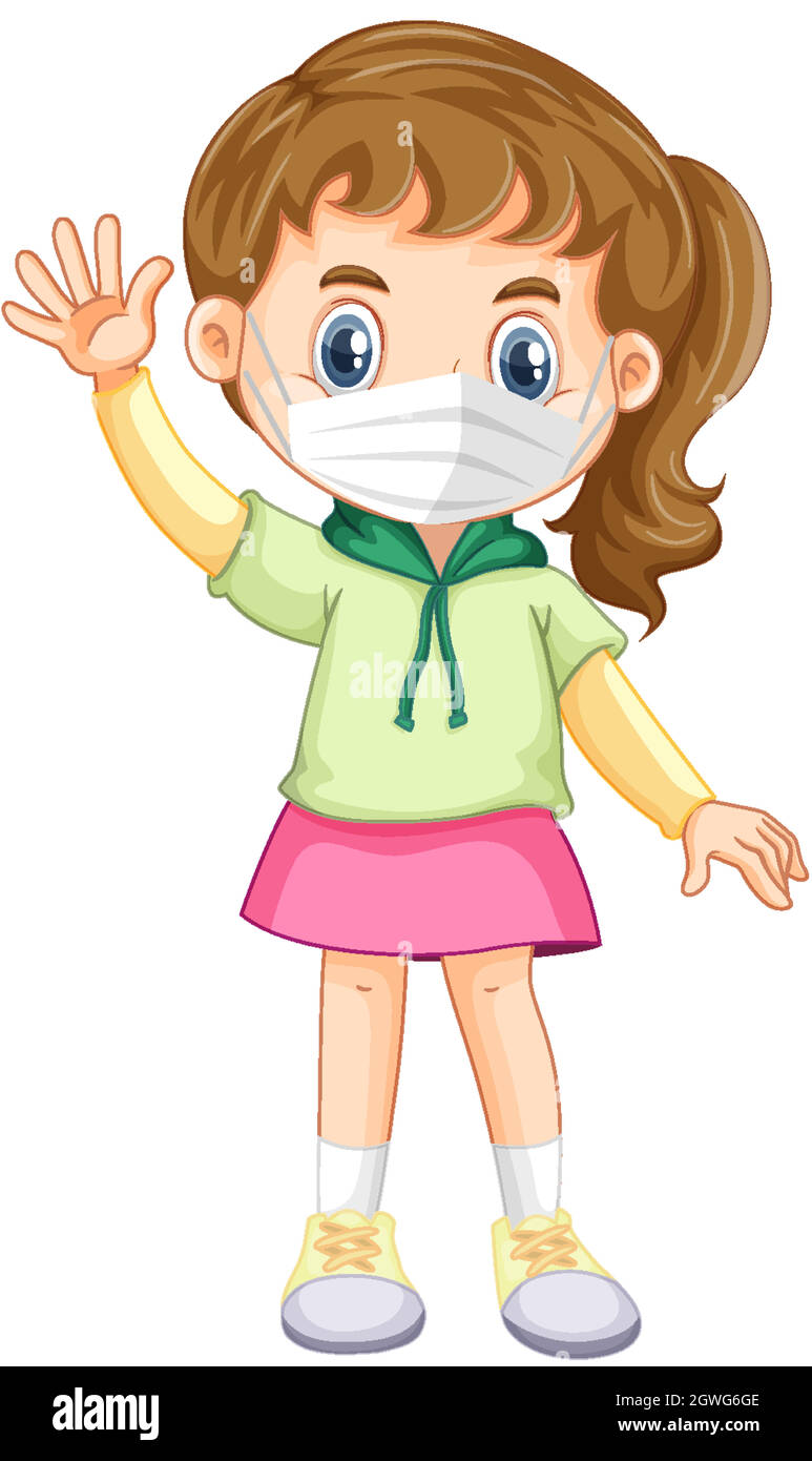 Girl cartoon character wearing mask Stock Vector Image & Art - Alamy